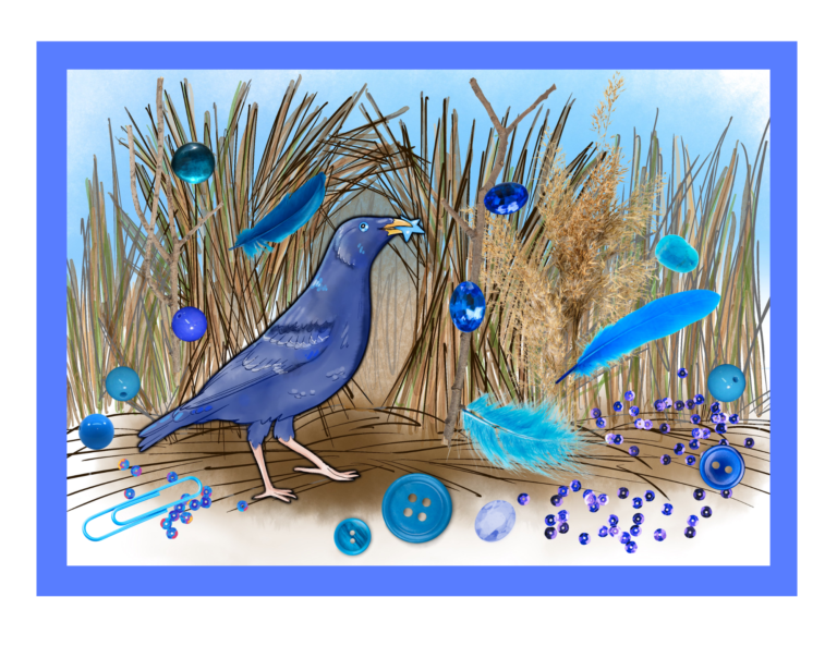 Animal Art: Bower Bird Mixed Media – Guilford Free Library